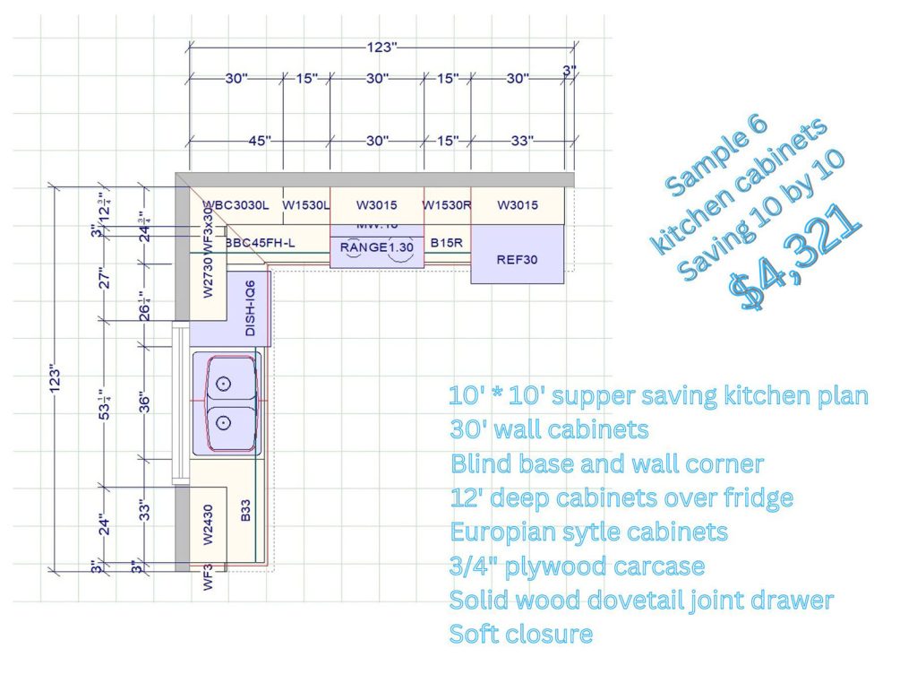 CB Popular Kitchen Sample 6 Design / Size | GME Cabinetry